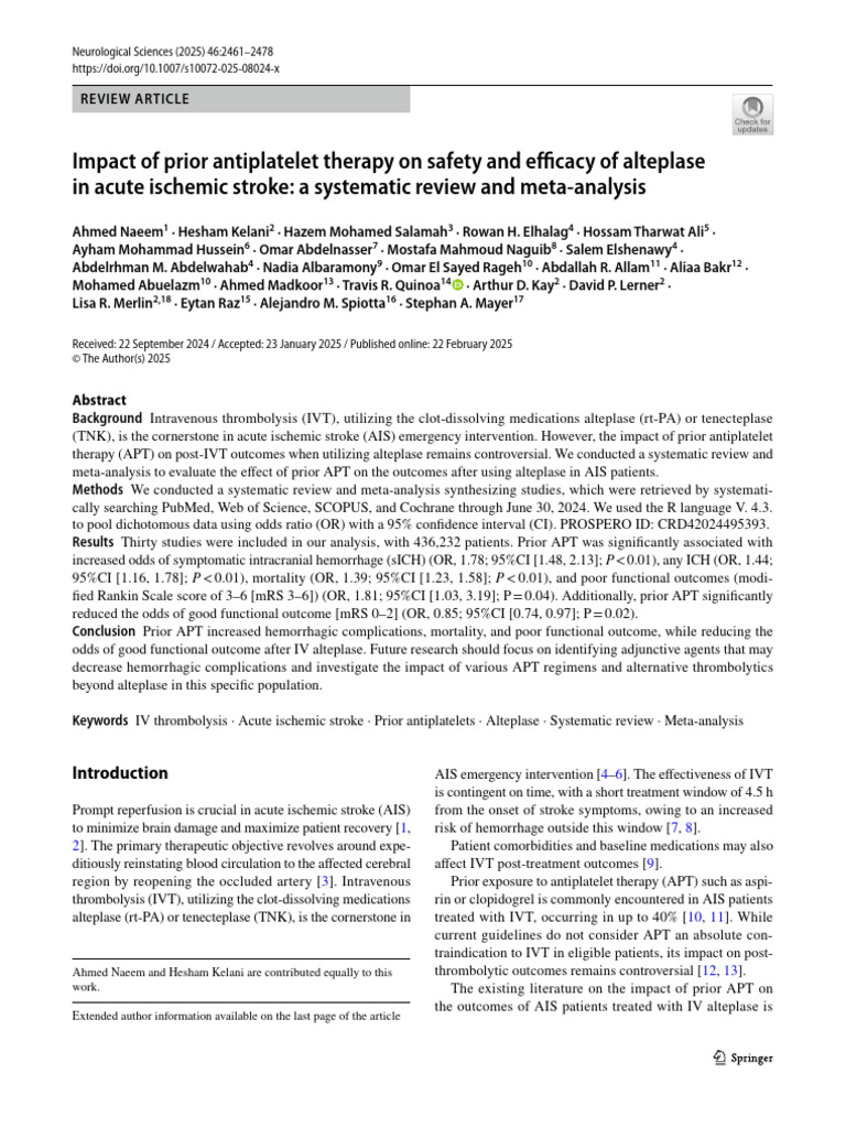 Trombolise Com Alteplase | PDF | Systematic Review | Medicine
