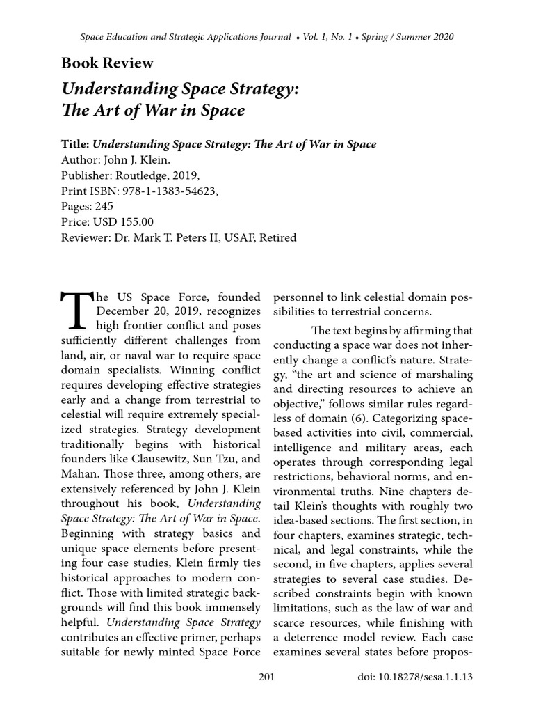 A Review of Understanding Space Strategy The Art of War in Space by ...