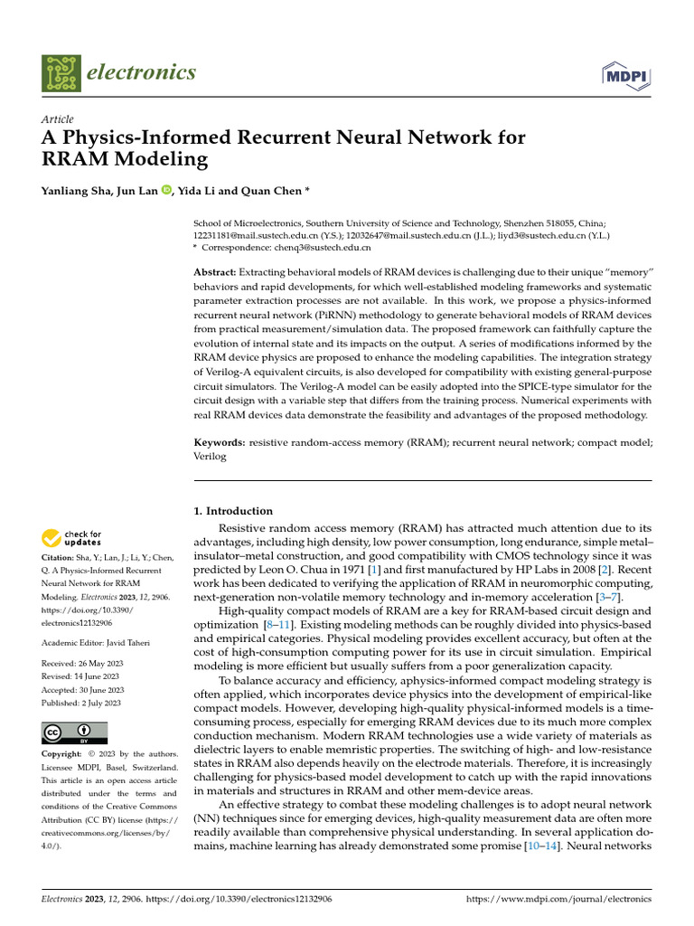 A Physics-Informed Recurrent Neural Network For RR | PDF | Simulation | Machine Learning