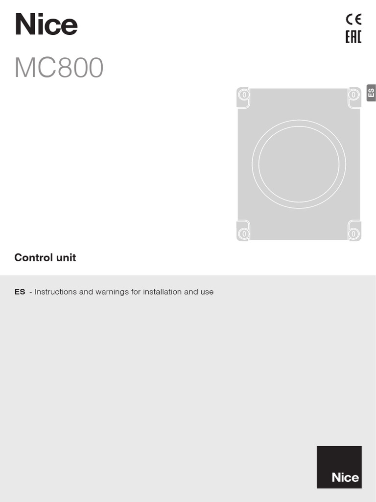 Manual Nice MC800 | PDF | Automatización | Ingenieria Eléctrica