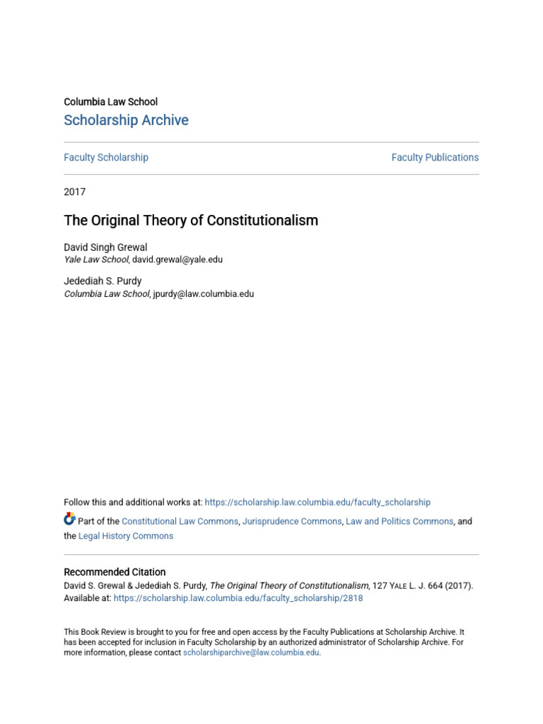 The Original Theory of Constitutionalism | PDF | Sovereignty | Social Contract