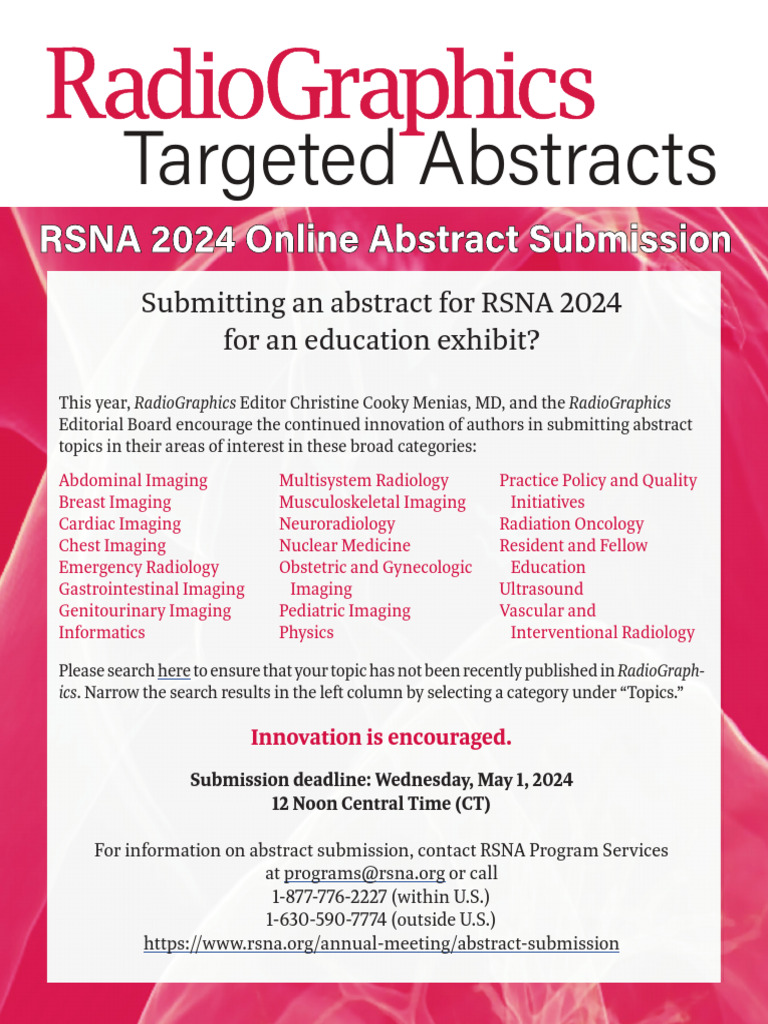 2024 Radiographics Targeted Abstracts Rsna 2024 Online Abstract ...