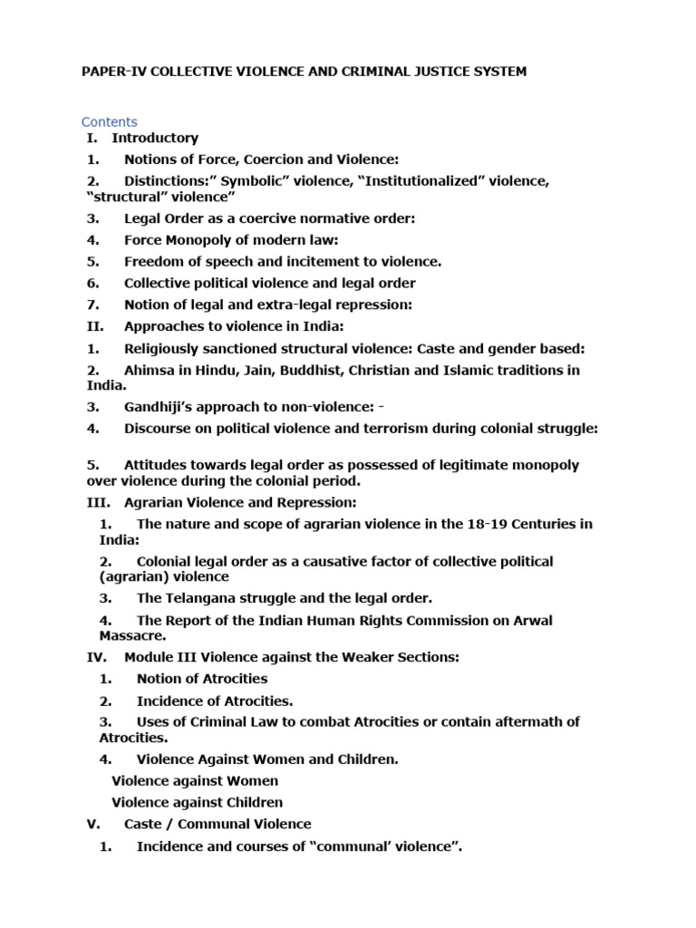 Collective Violence and Legal Frameworks | PDF | Ahimsa | Coercion