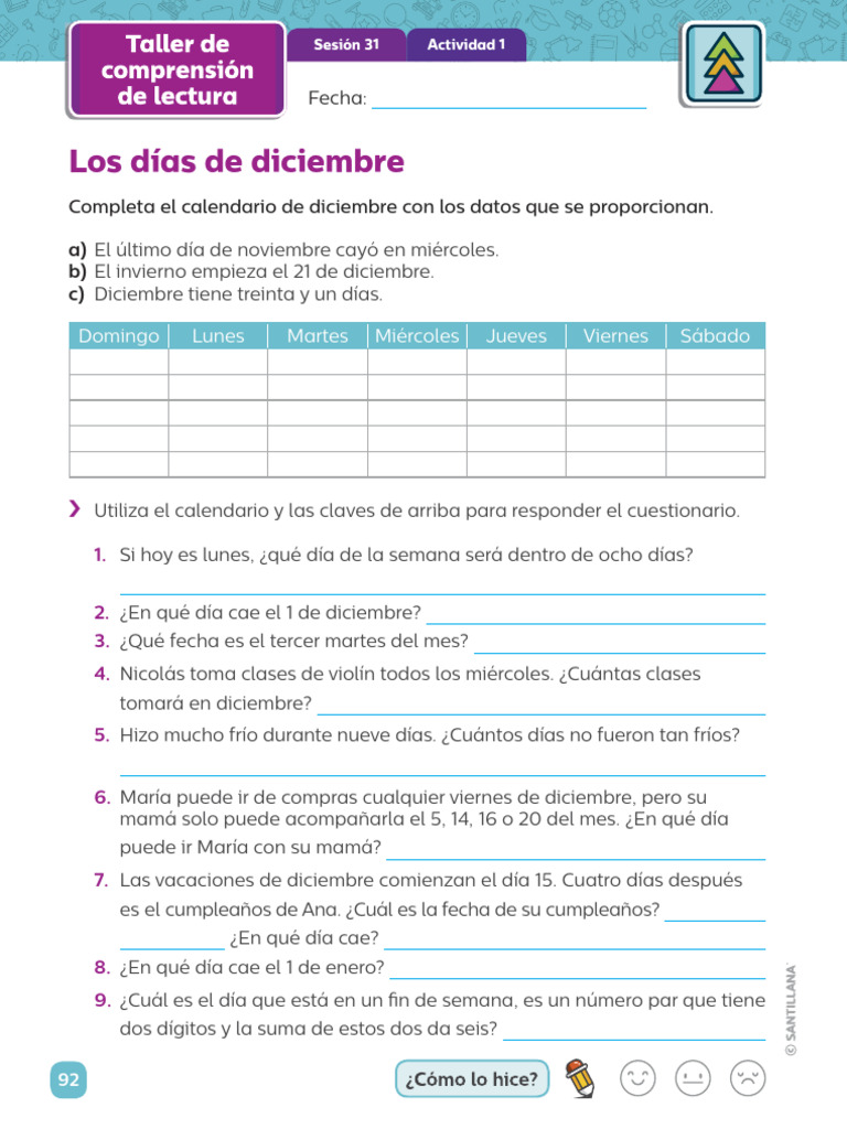 Días y actividades en diciembre | PDF