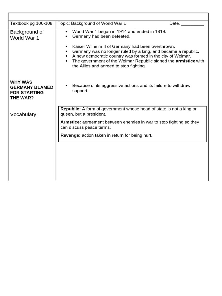 Lesson 1 - Background of World War | PDF