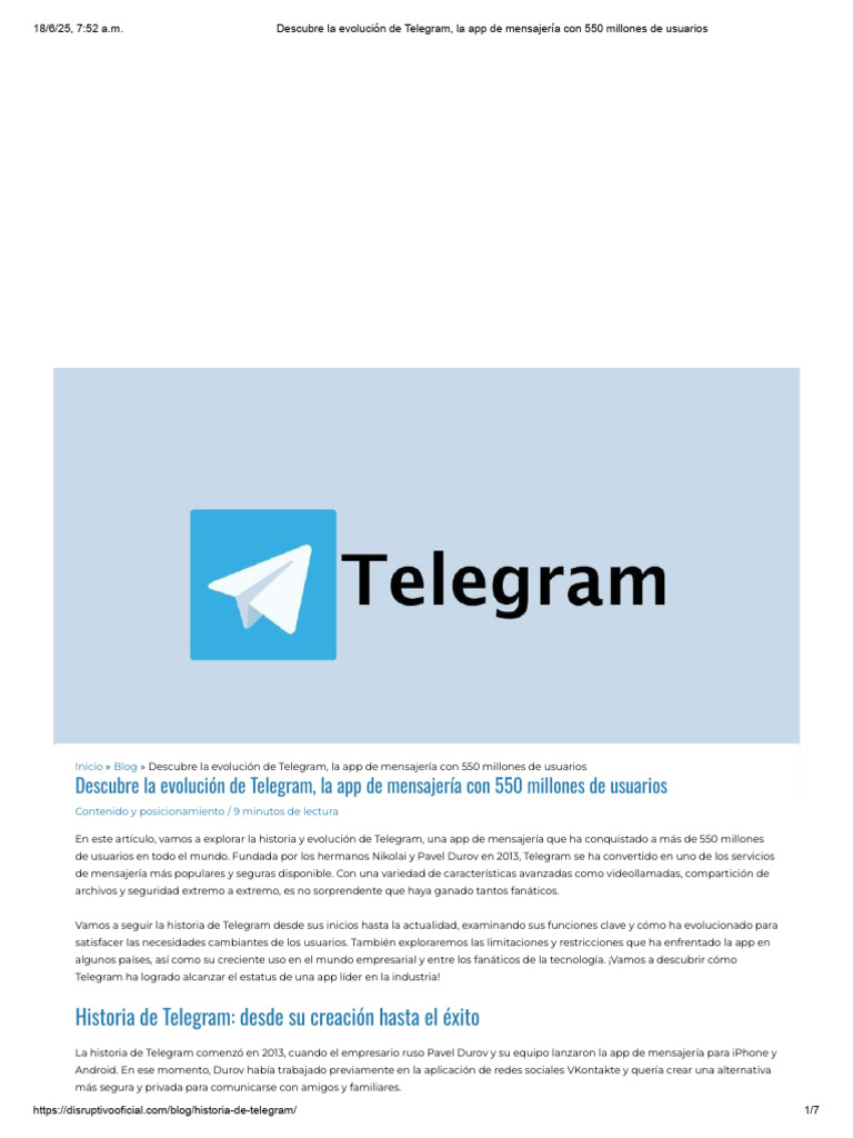 Evolución de Telegram: Historia y Crecimiento | PDF | Aplicación movil ...