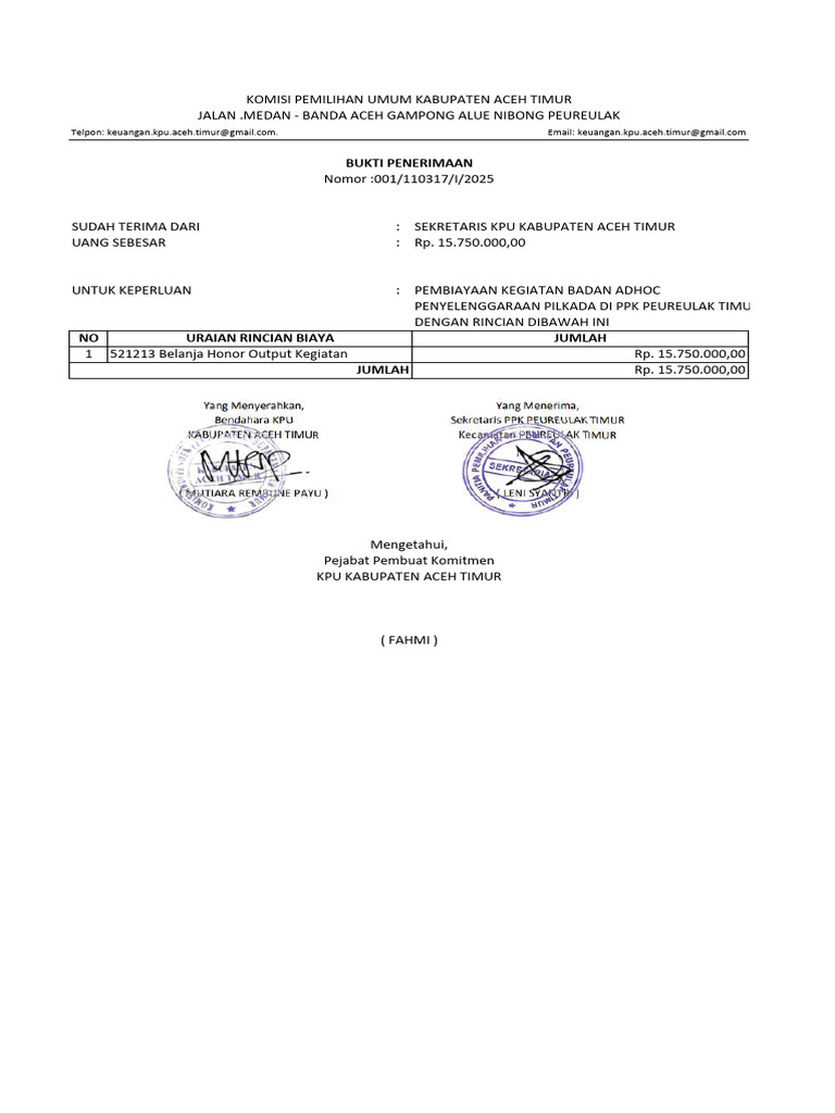 Bukti Penerimaan PPK Sharing | PDF