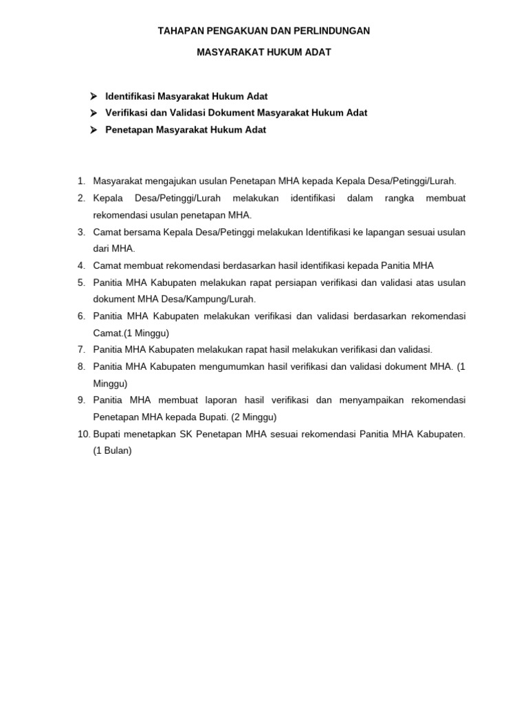 Proses Pengakuan Masyarakat Hukum Adat | PDF