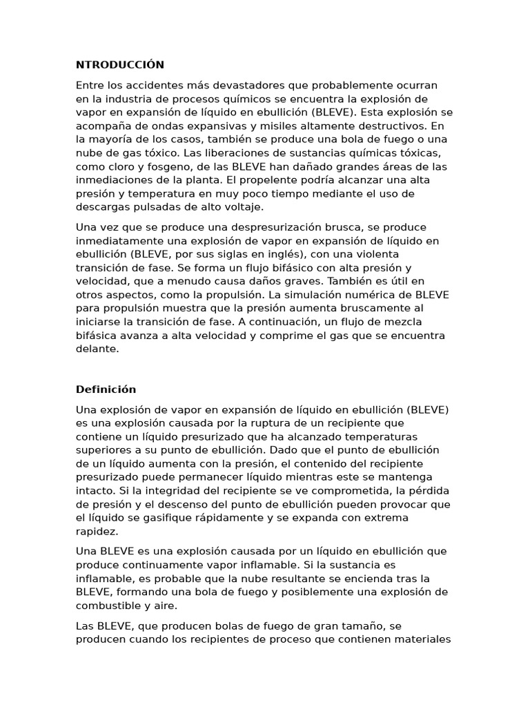 Bleve | PDF | Ejercicio | Líquidos