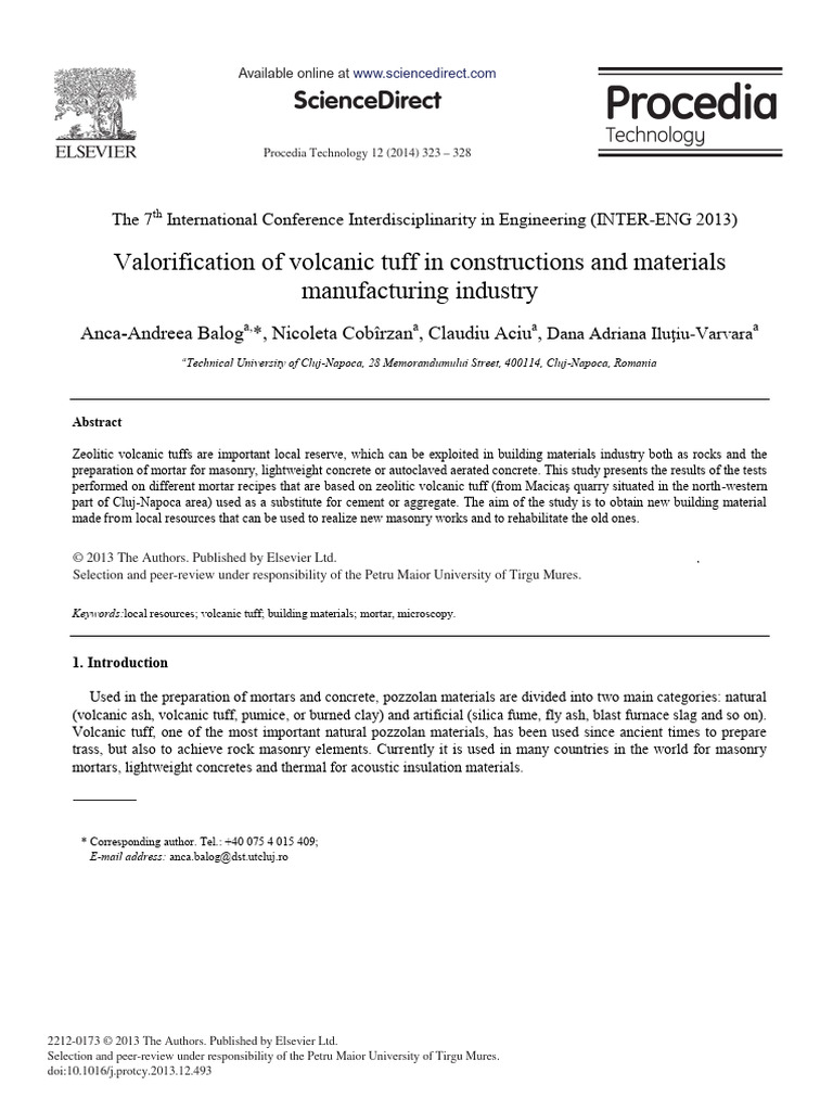 Valorification of Volcanic Tuff in Constructions A | PDF | Cement ...