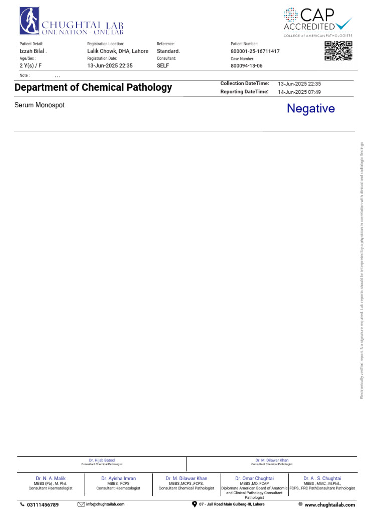 Lab Report for Izzah Bilal - CBC & Monospot | PDF | Pathology | White ...