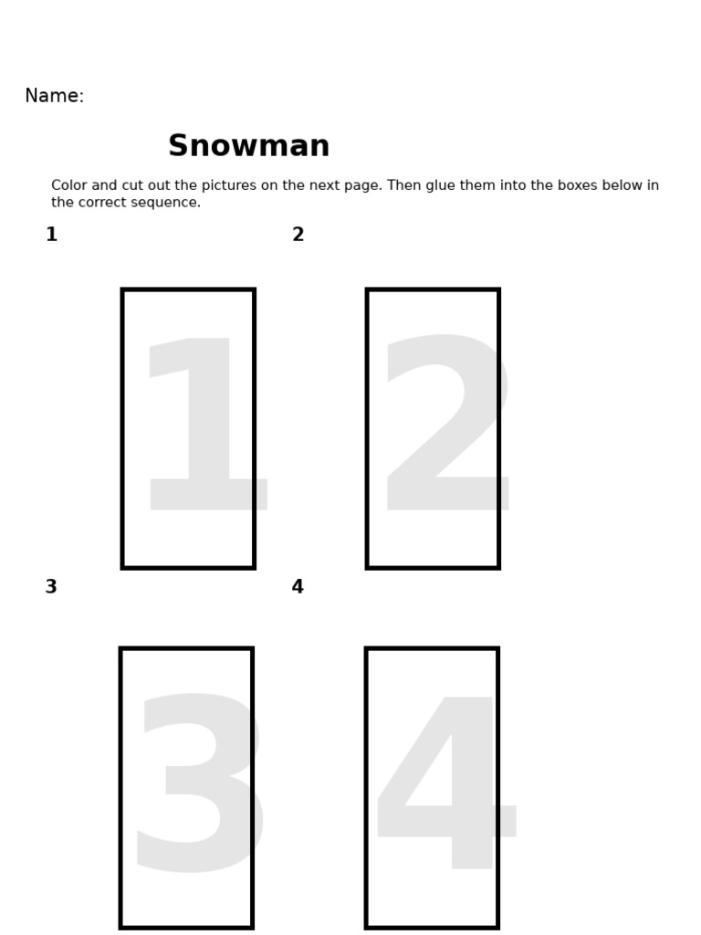 Sequence Snowman Worksheet | PDF