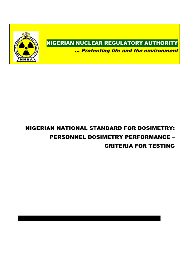 NIGERIAN NATIONAL STANDARD FOR DOSIMETRY- PERSONNEL DOSIMETRY ...