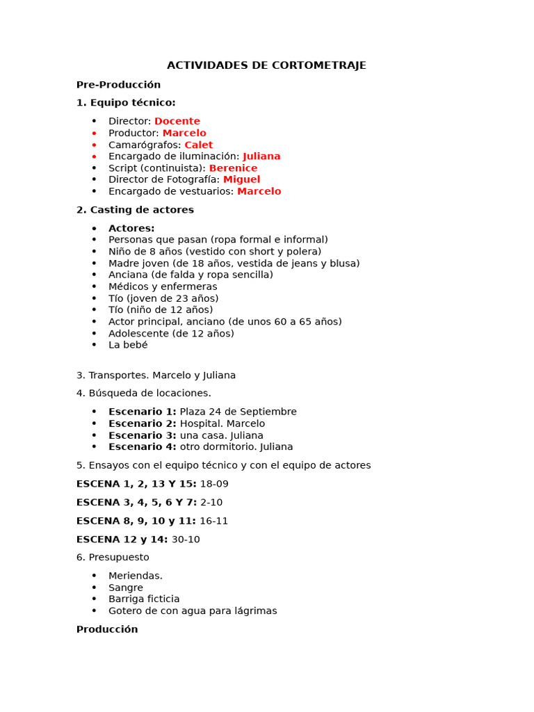 Guía Completa de Producción de Cortometraje | PDF