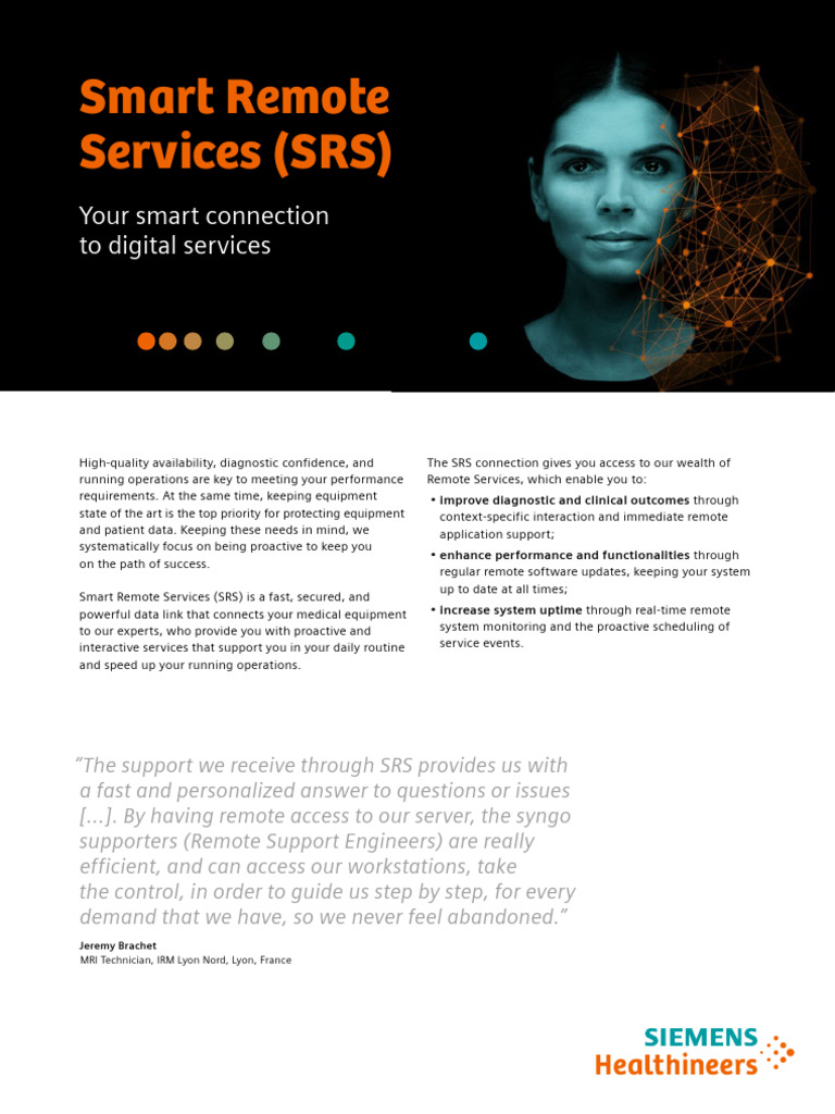 Siemens Healthineers CS SRS Smart Remote Services Flyer | PDF | Reliability Engineering | Computing