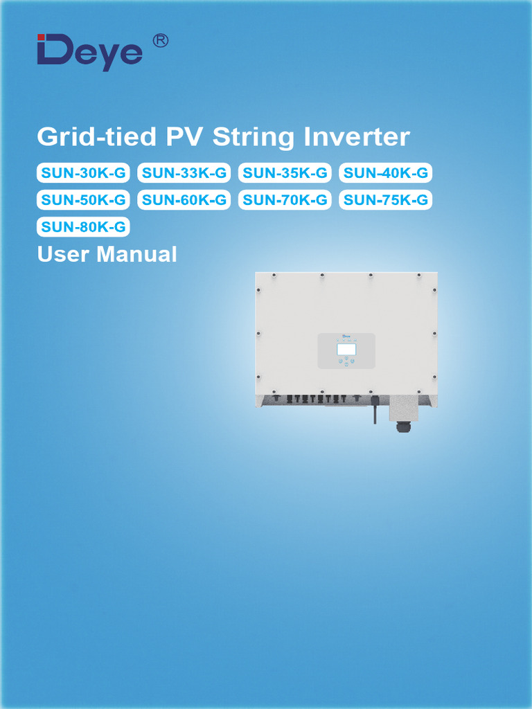 502011112【A】SUN 30 80K G user manual Ver1.3 Deye | PDF