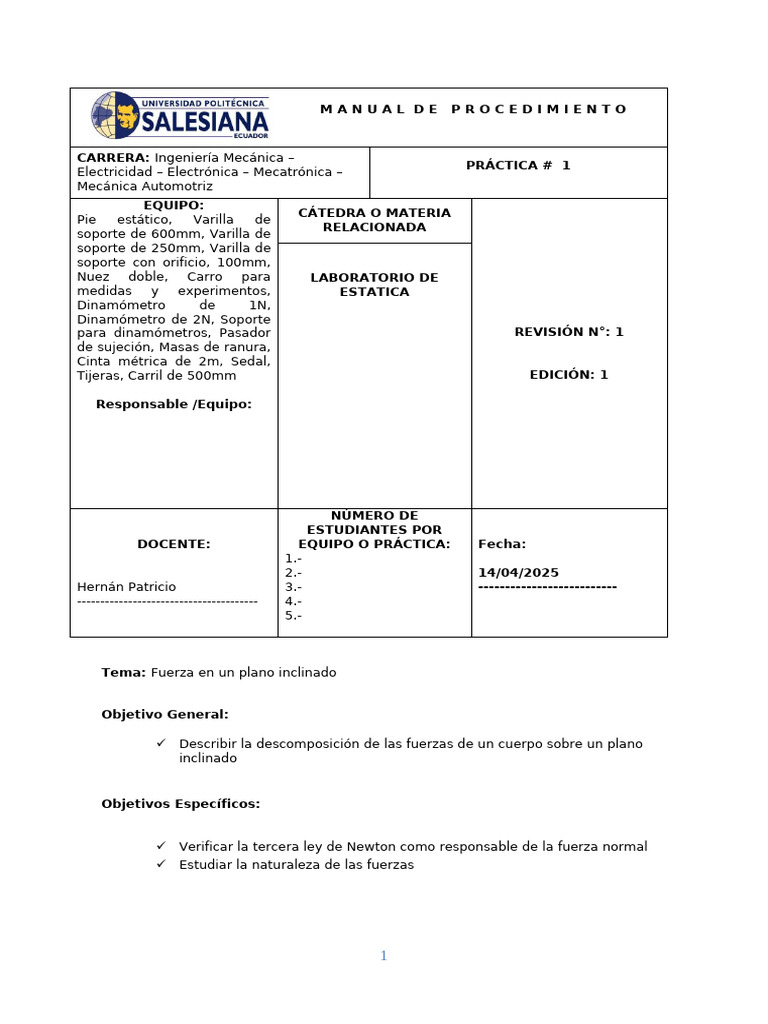 Fuerzas en un Plano Inclinado | PDF | Fuerza | Perpendicular