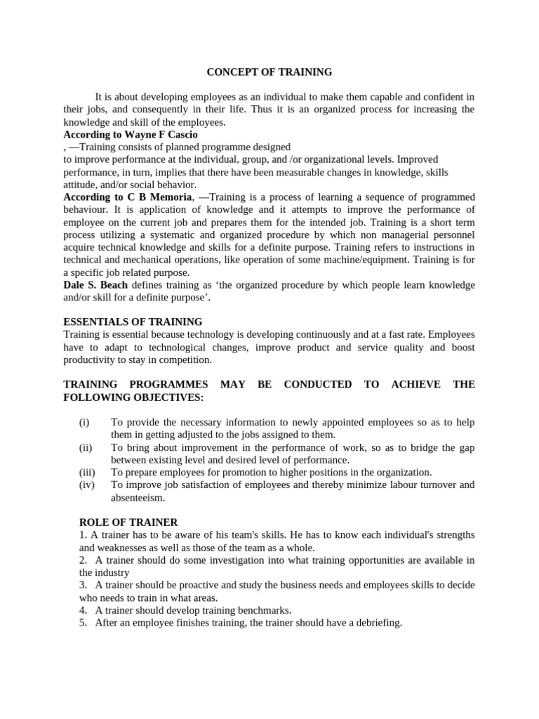 Employee Training Concepts and Methods | PDF | Learning | Evaluation