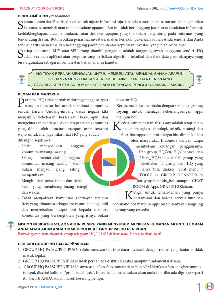 Panduan BOT HQSaham 20240108 | PDF