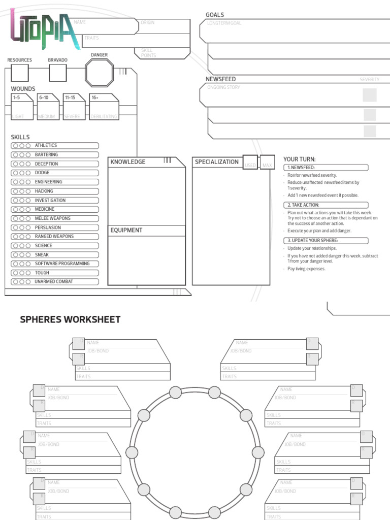 Utopia TTRPG Character Sheet Guide | PDF | Gaming | Role Playing Games