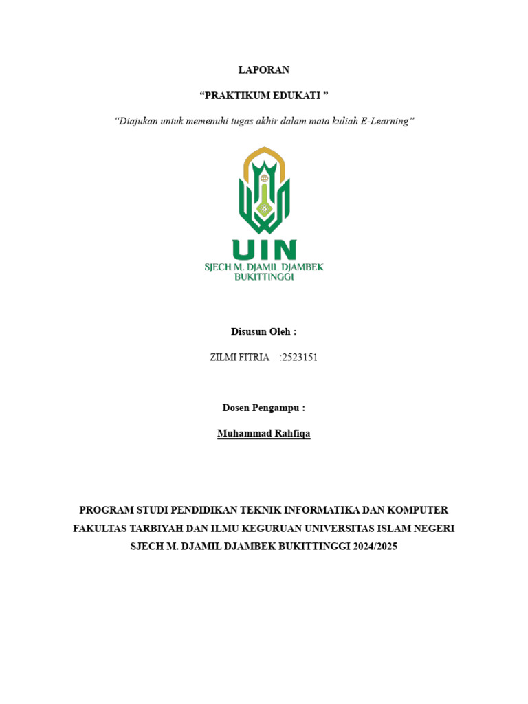 Laporan E-Learning Uas Praktikum | PDF