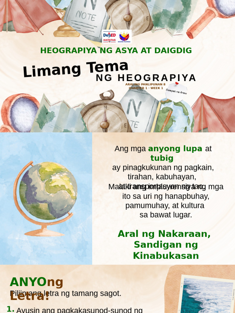 AP8 Q1 Week 1-4 Limang Tema NG Heograpiya | PDF