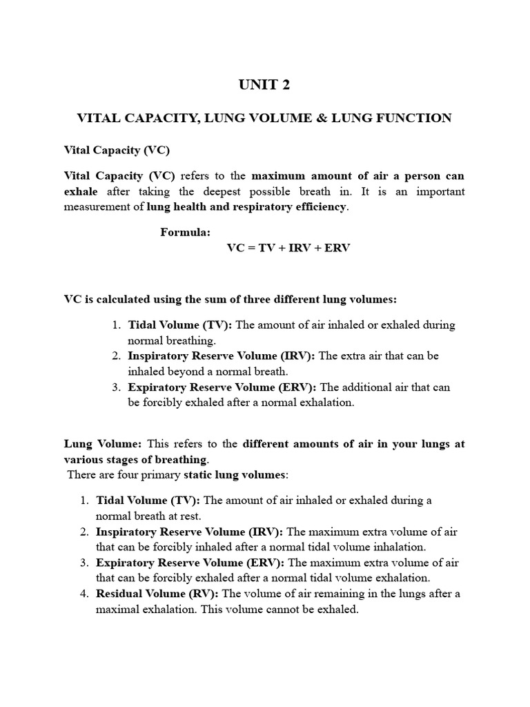 MSC II Sem Unit II Revision | PDF | Breathing | Respiratory System