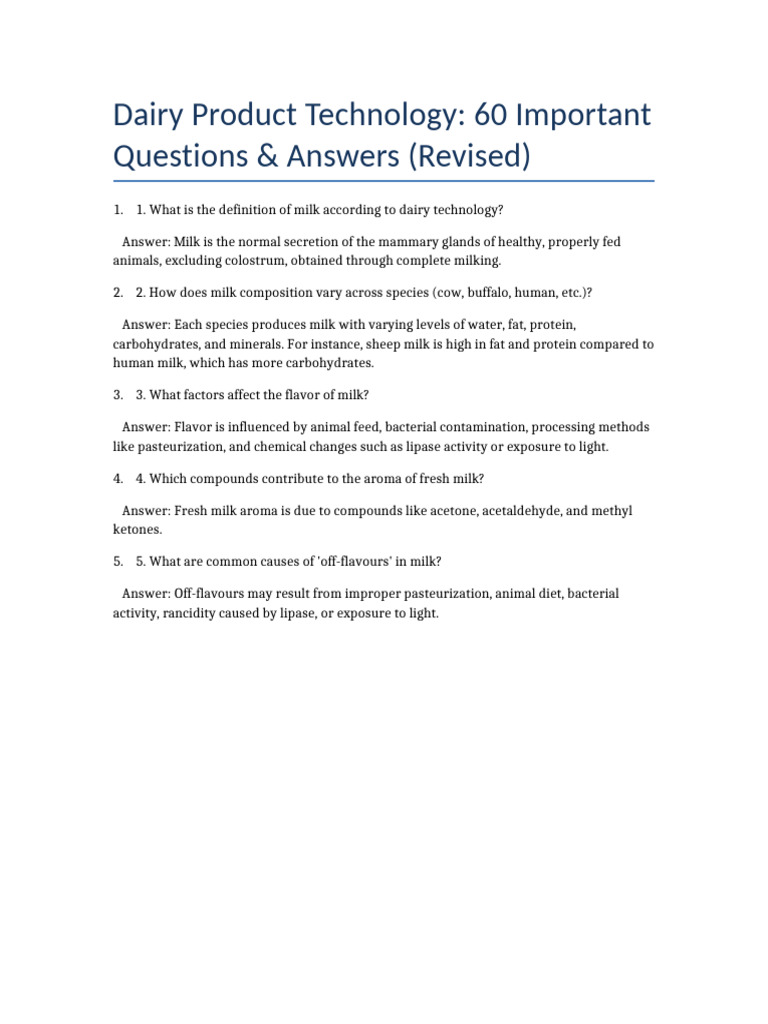 Dairy Product Technology 60 QA Revised | PDF