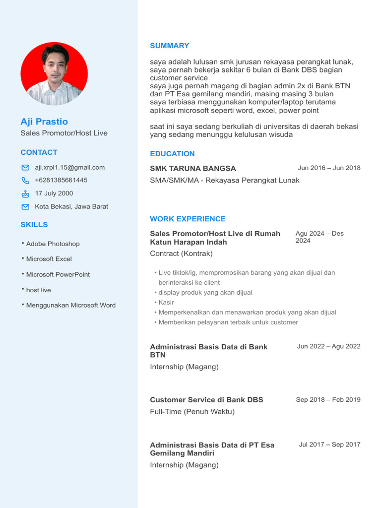 CV Aji Prastio Terbaru | PDF