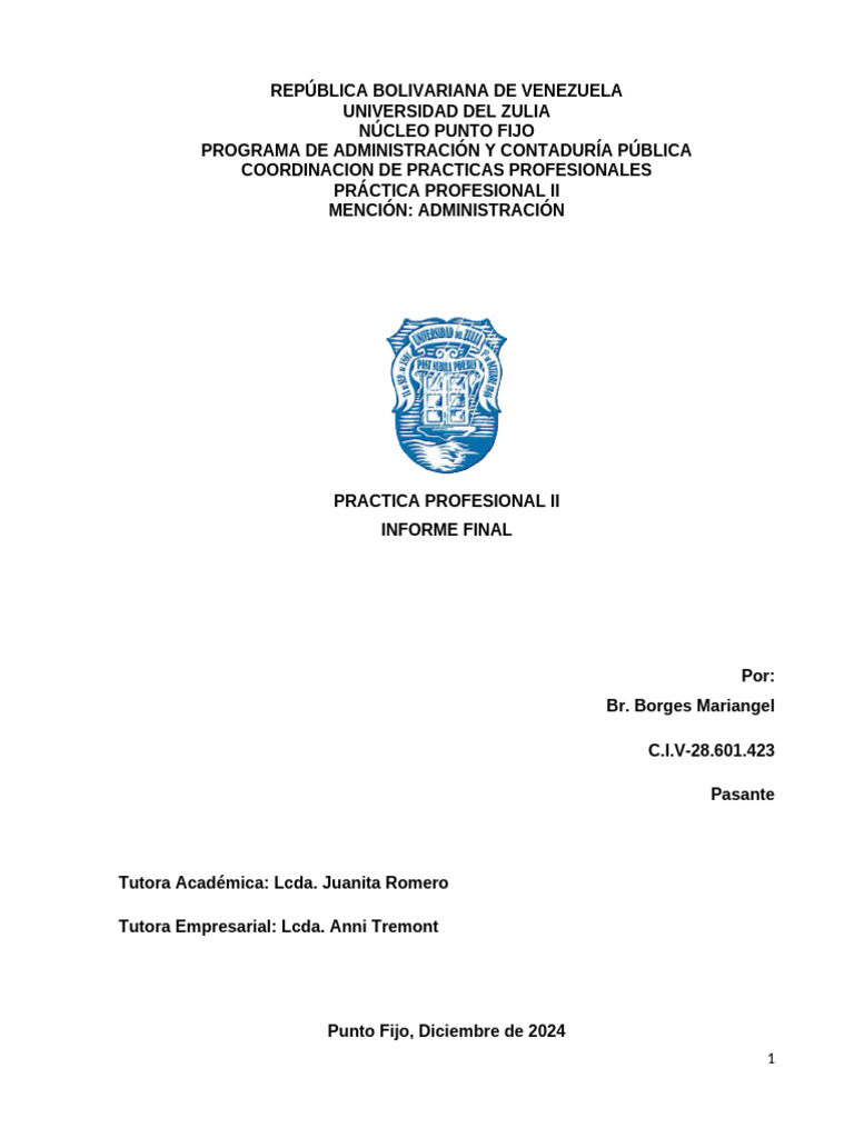 Inf. Final PPII Mariangel Borges Correcciones | PDF | Business | Contabilidad