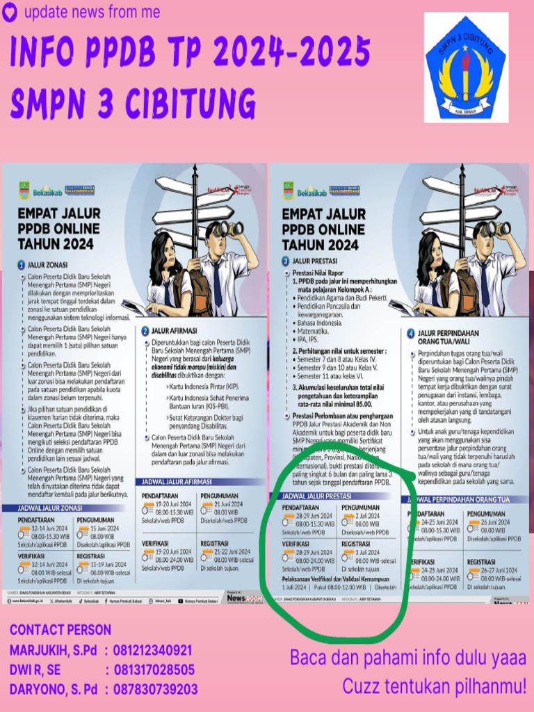 Info PPDB SMPN 3 Cibitung TP 2024-2025 | PDF