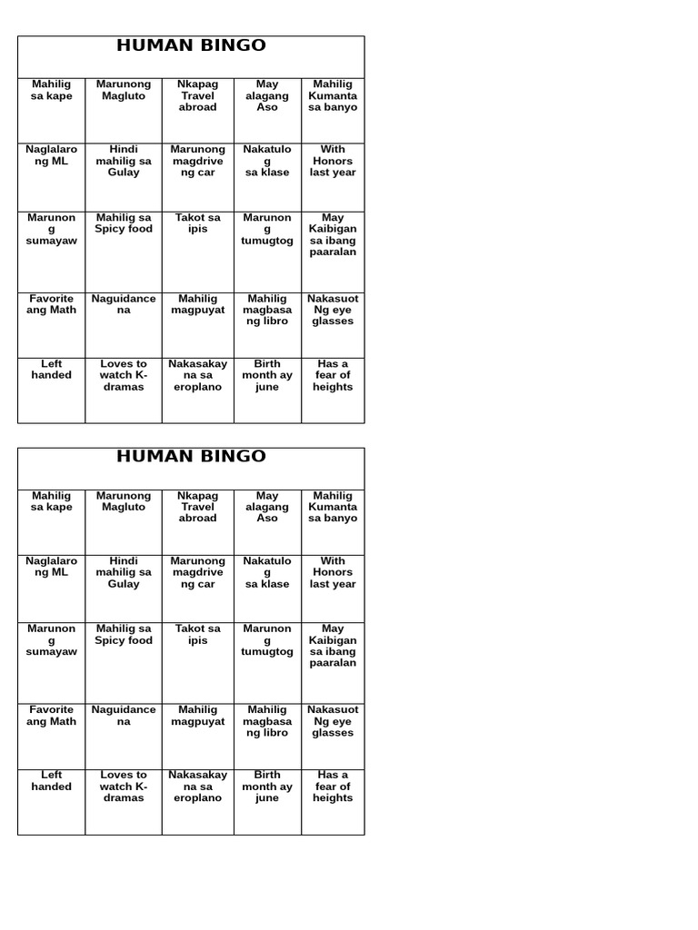 Human Bingo | PDF
