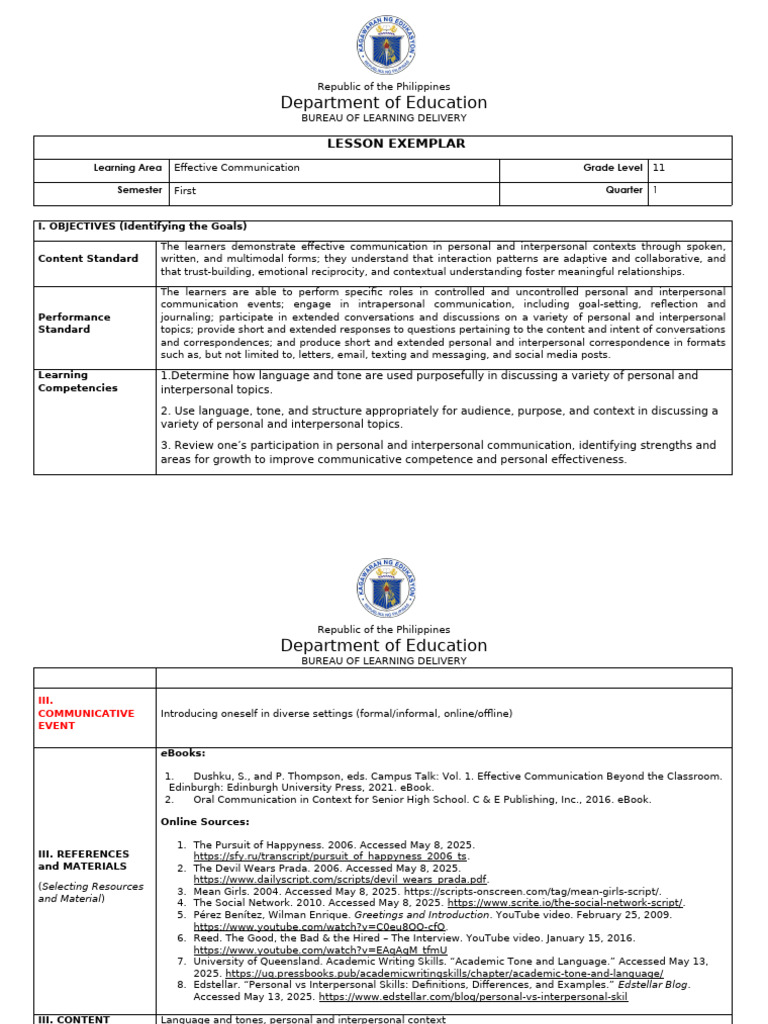 SHS Core EC Q1 LE1 With Annotation | PDF | Learning | Communication