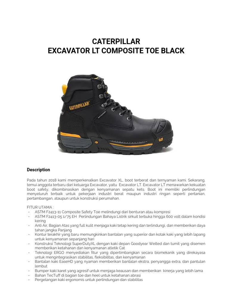 Sepatu Safety Caterpillar Excavator LT | PDF