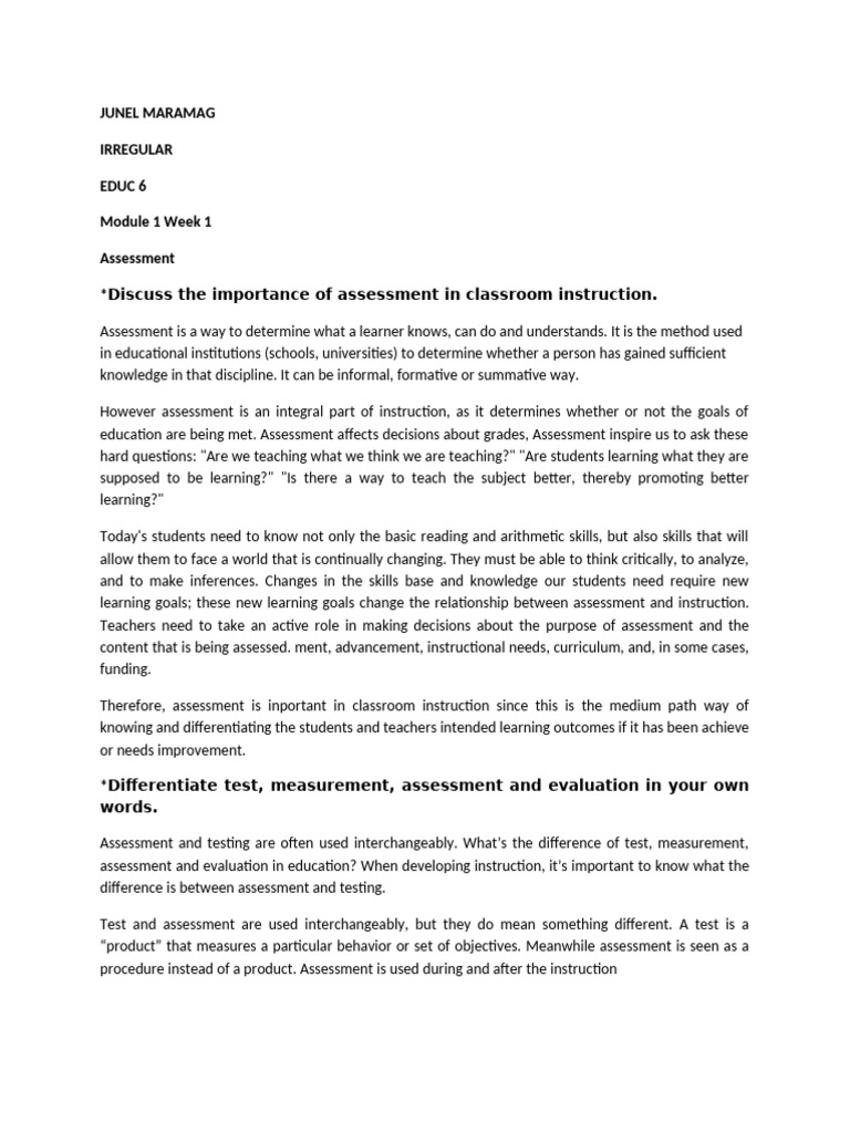 Educ 6 Junel Maramag-Wps Office | PDF | Educational Assessment | Learning