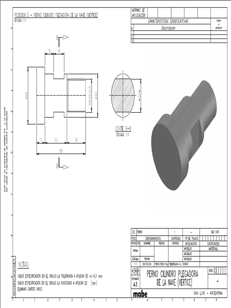 Perno Cilindro Plegadora de La Nave | PDF