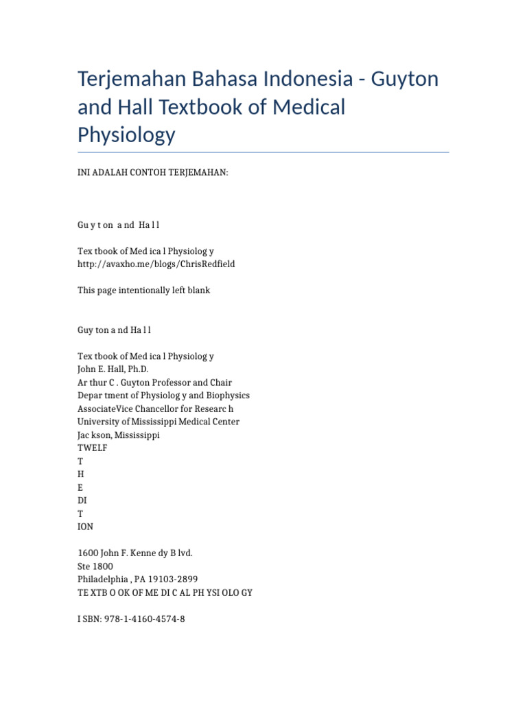 Terjemahan - Guyton - Dan - Hall - Sample Be There | PDF