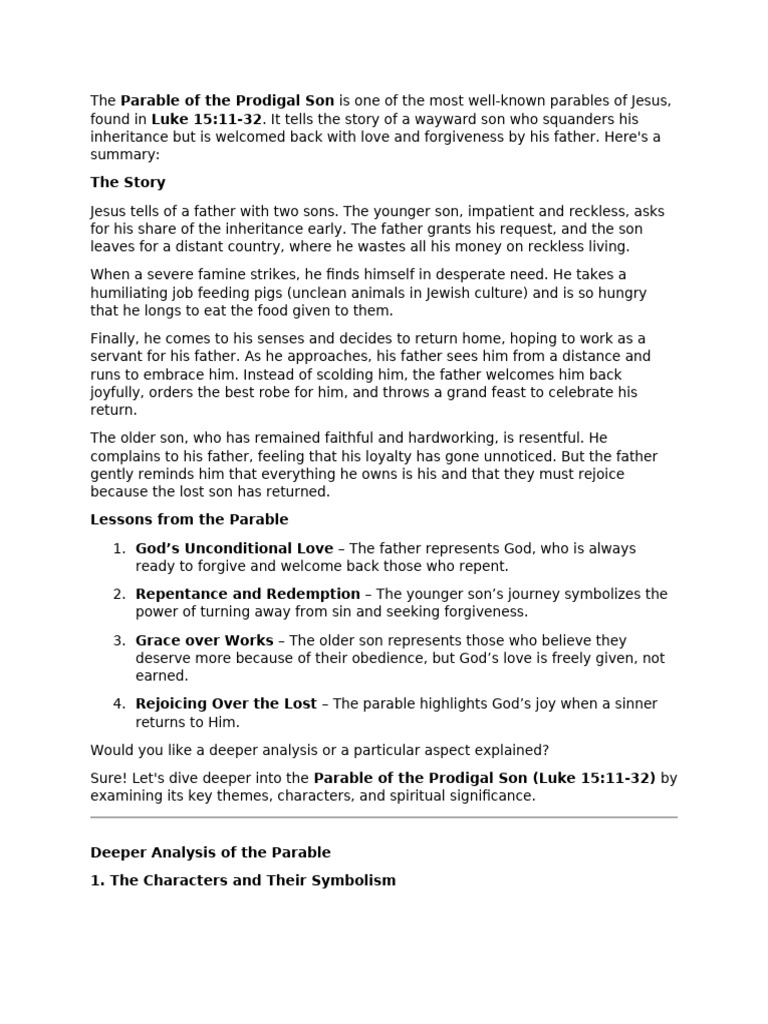 The Parable of The Prodigal Son | PDF | Hosea | Grace In Christianity