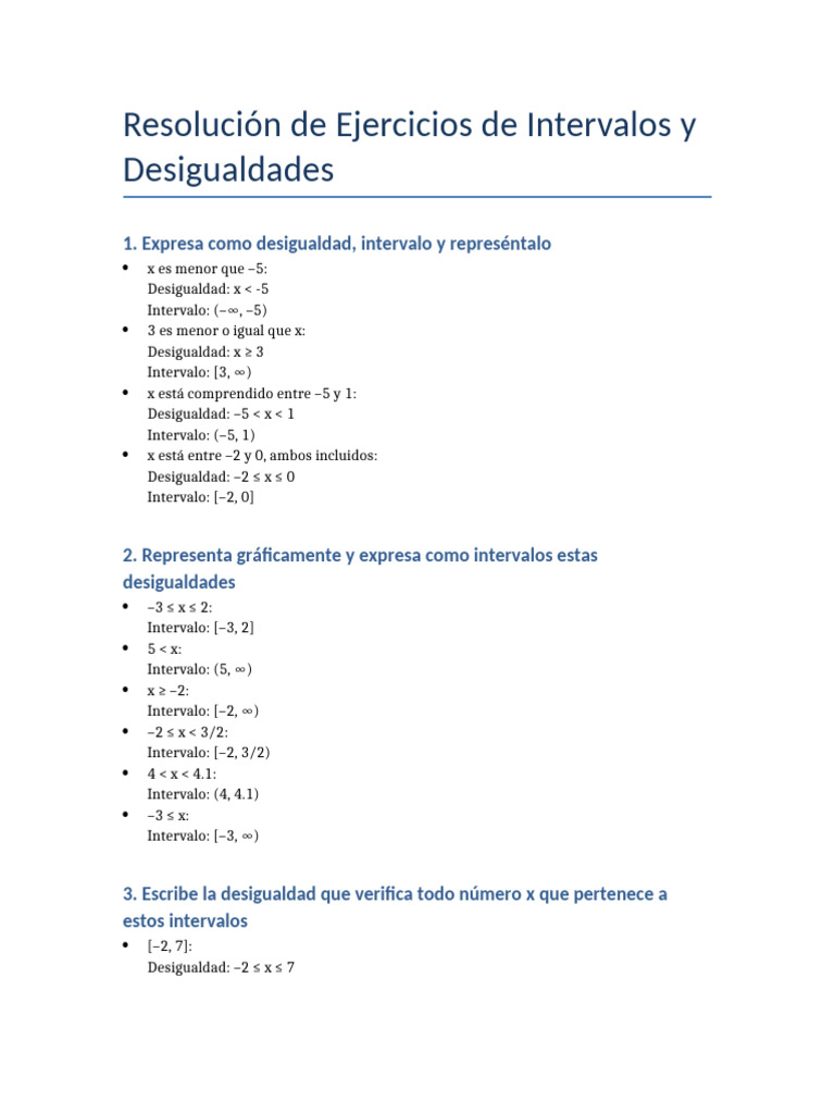 Resolucion Intervalos Desigualdades | PDF