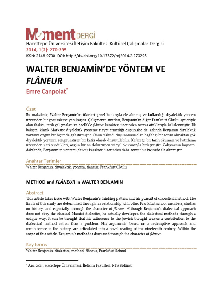 Method and Flaneur in Walter Benjamin | PDF