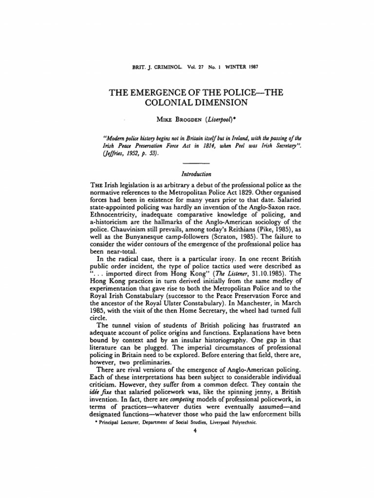 Colonial Roots of Modern Policing | PDF | Police | British Empire