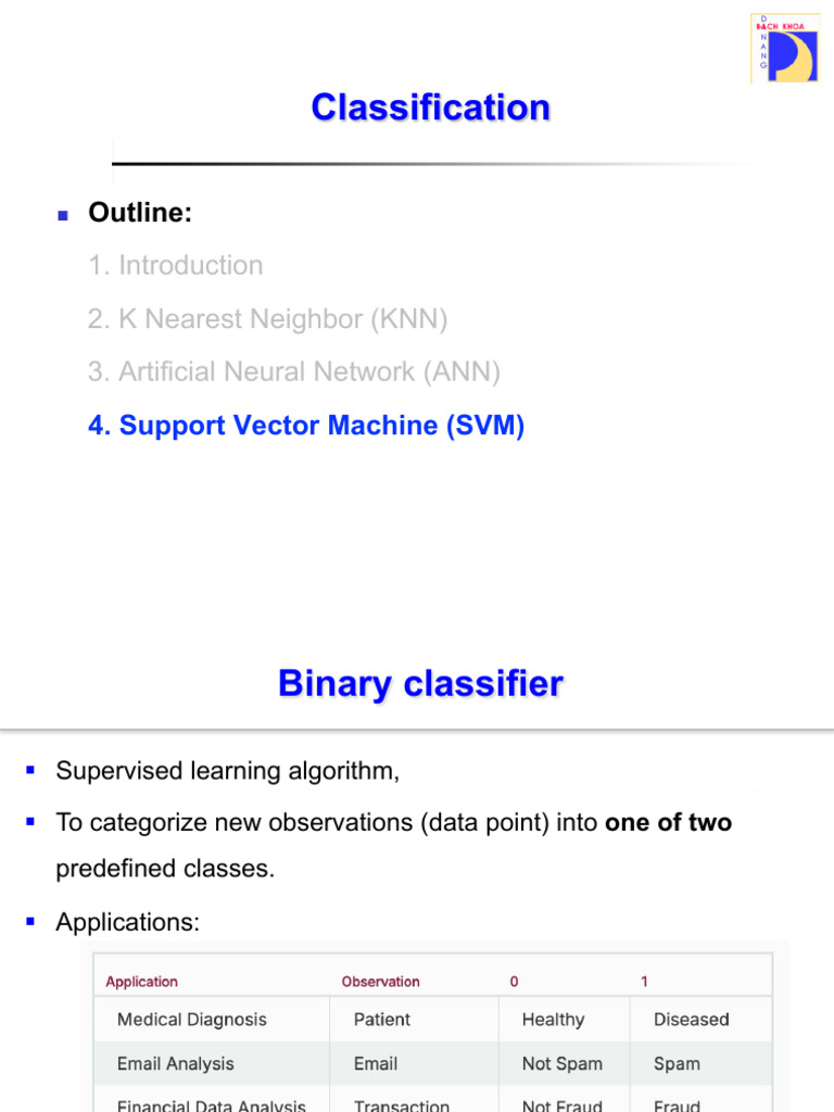 Lecture7C Classification | PDF | Support Vector Machine | Statistical ...