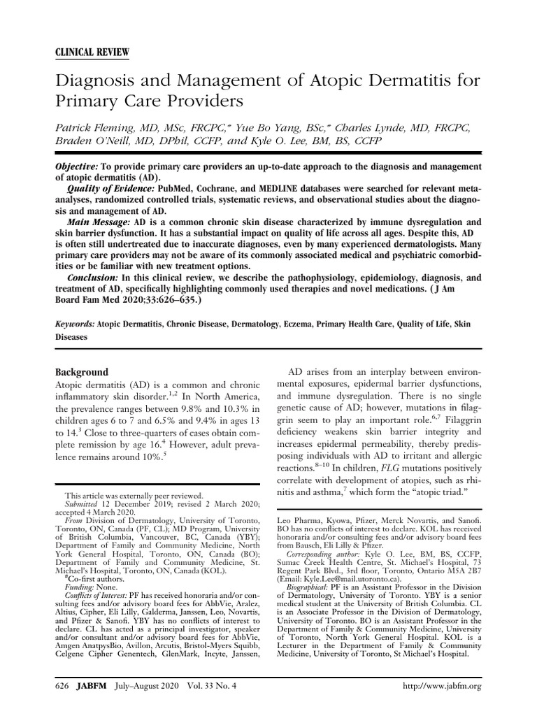 Atopic Dermatitis: Diagnosis & Management Guide | PDF | Dermatitis ...