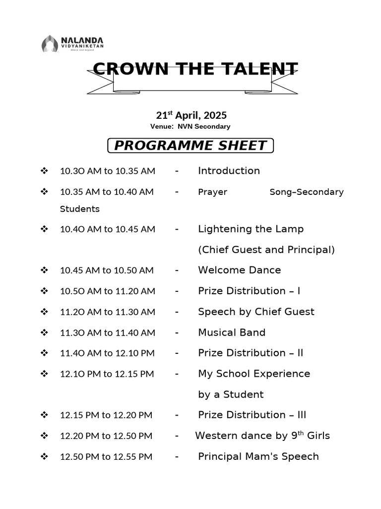 Crown The Talent Programme Sheet 08-04-2023 | PDF