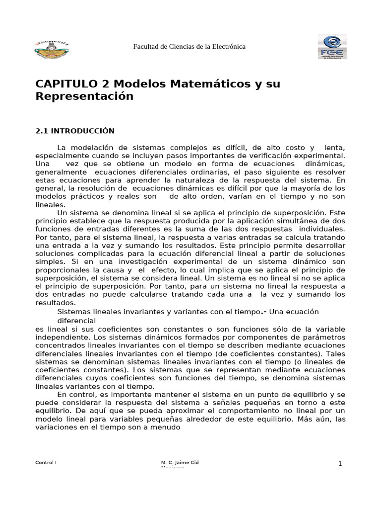 6-Capitulo 2 Control I | PDF | Linealidad | Corriente eléctrica