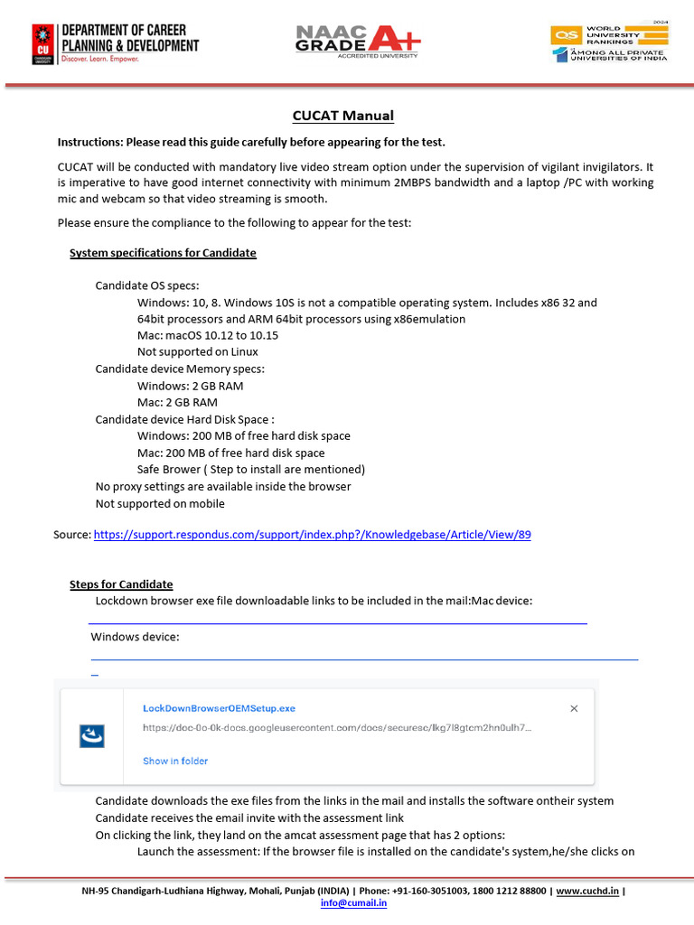 CUCAT Test Guidelines and Setup | PDF | 64 Bit Computing | Operating System