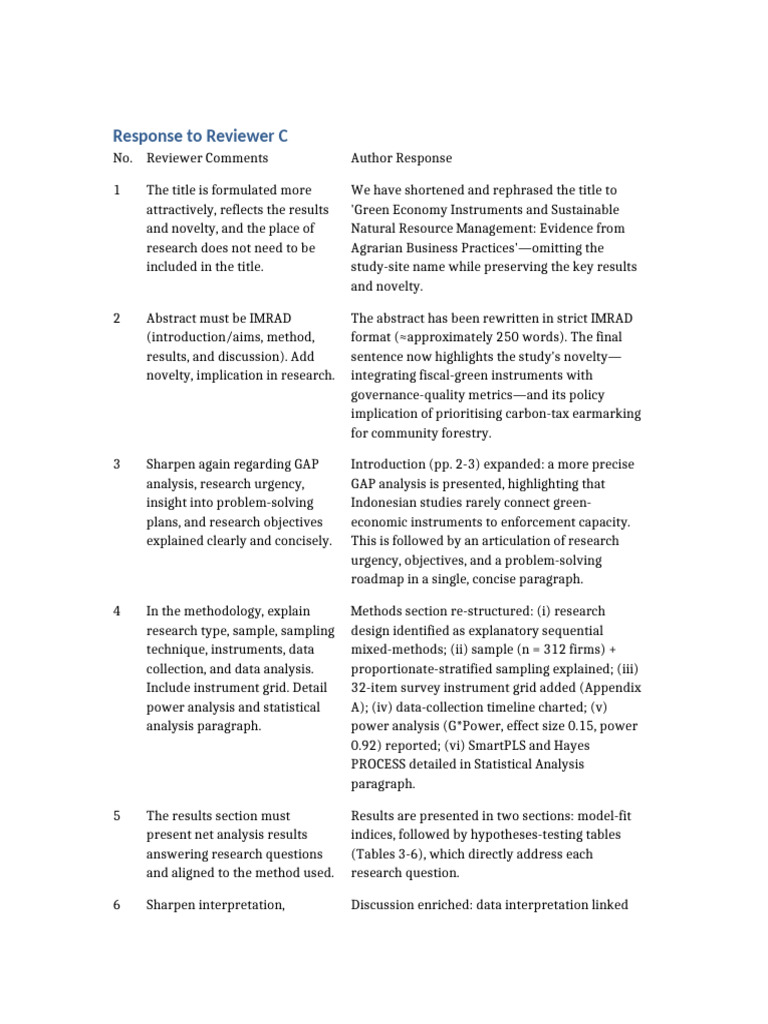 Reviewer C Response: Research Revisions | PDF | Science | Inquiry
