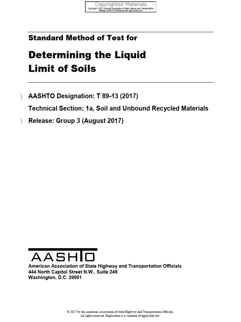 AASHTO T89 Límite Líquido | PDF