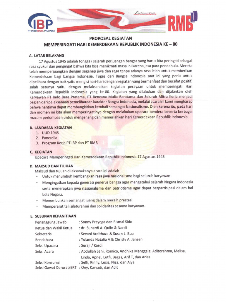 Proposal Hut Ri Ke-80 Site Ibp | PDF