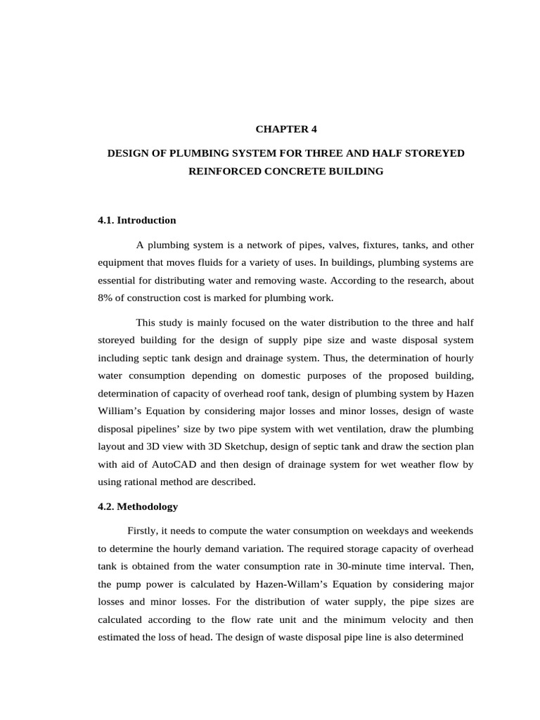 Design of Plumbing System For Two and Half Storey Building | PDF ...